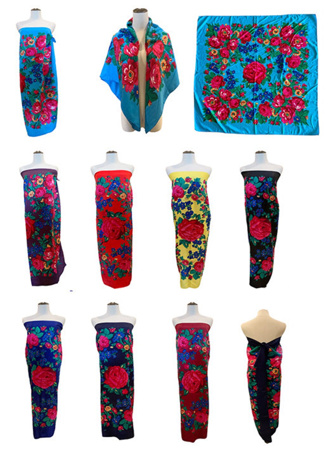 Flower Shawl ,flower Scarf. Traditional Rose Print, Accessories,native ...