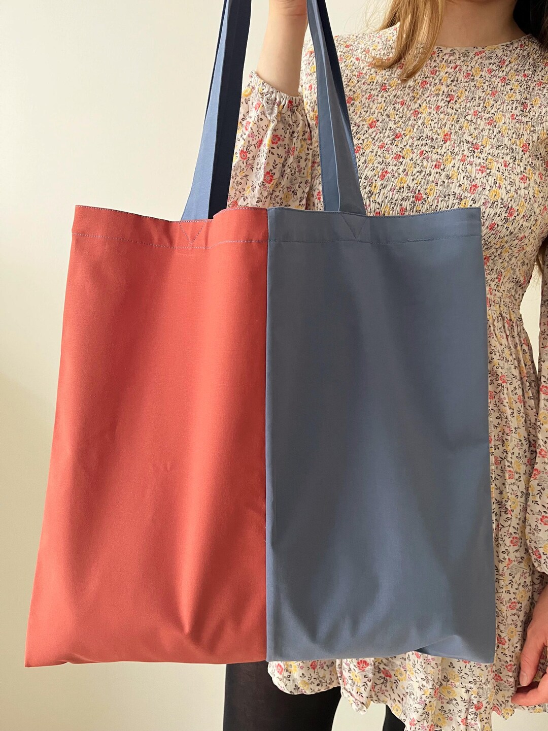 Easily Foldable, Colorful Shopping Bag Made of Pure Cotton. Hand-sewn ...