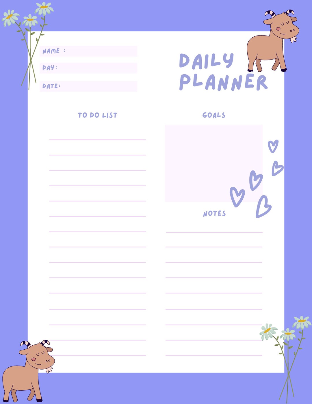 Goat Planner, Digital Download, To-do List, Goals List, Notes, Animal ...