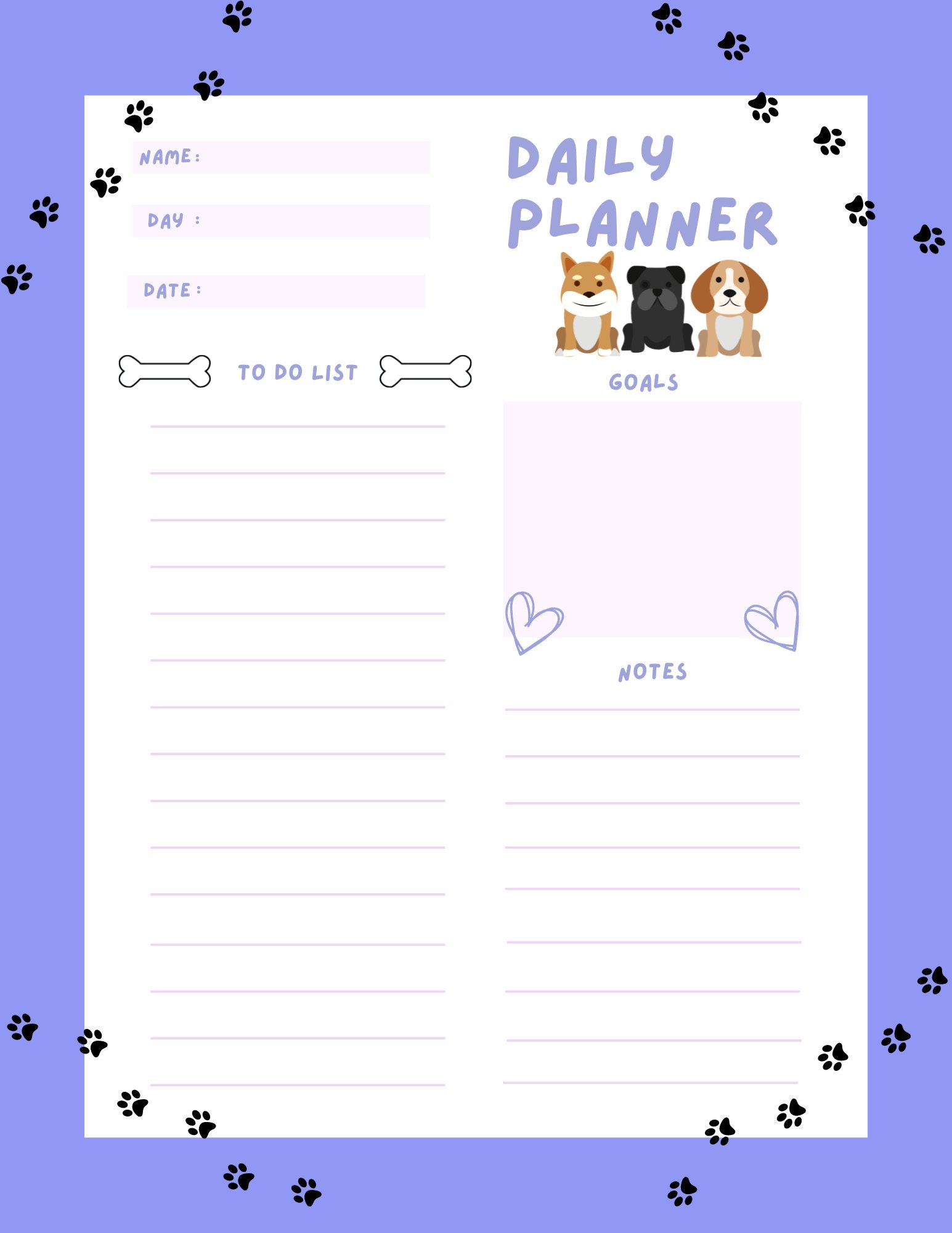 Dog Planner Digital Download To-do List Goals List Notes - Etsy