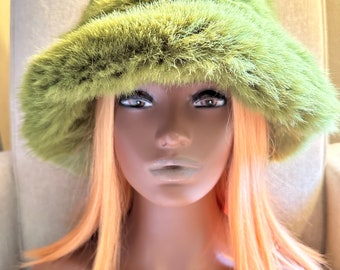 Incredibly Soft Adjustable Fur Fluffy Fuzzy Bucket Hat -vegan Fur Hat ...