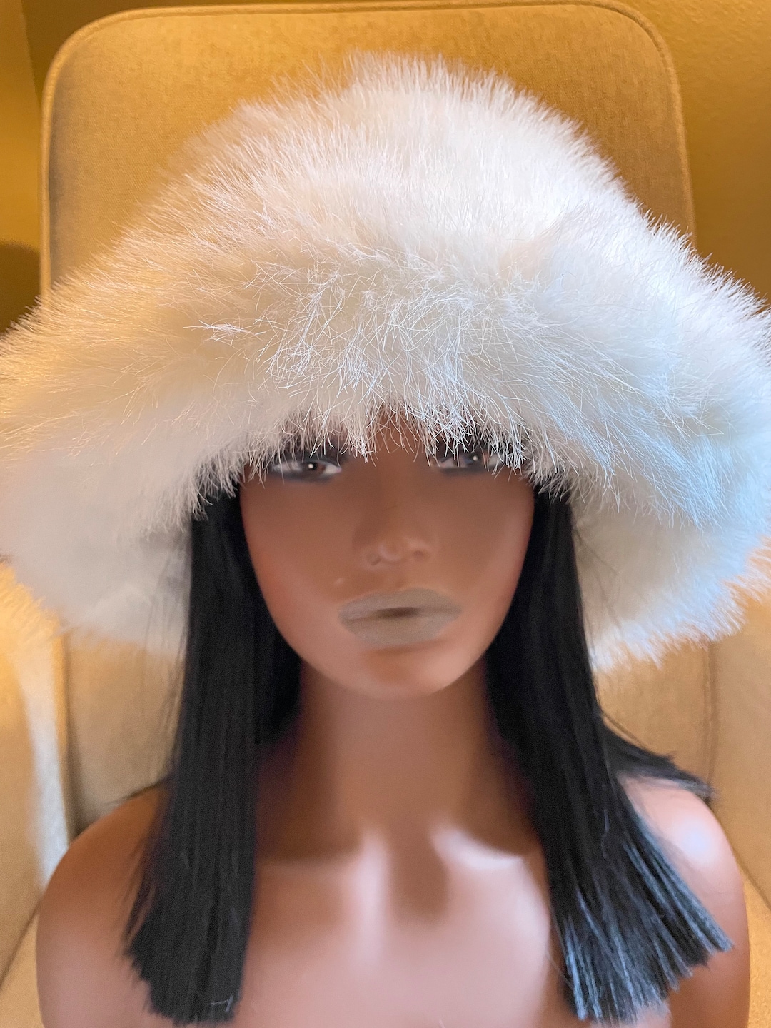 Incredibly Soft Adjustable Fur Fluffy Fuzzy Bucket Hat -vegan Fur Hat ...
