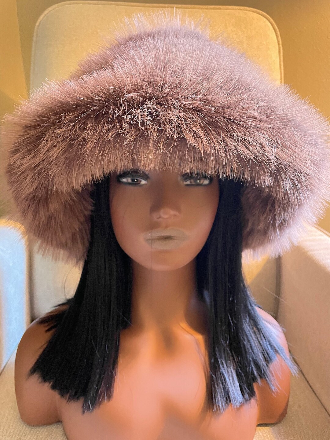 Incredibly Soft Adjustable Fur Fluffy Fuzzy Bucket Hat vegan Fur Hat ...