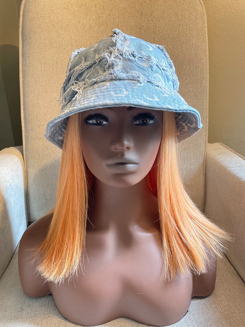 Denim Crescent Moon Bucket Hat- Half Moon Bucket Hat- Denim Sun Hat ...