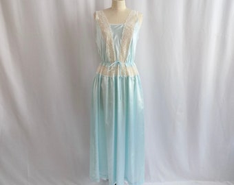 Vintage Baby Blue 70s Nightgown 1970s RADCLIFFE Nylon Negligee Boho ...