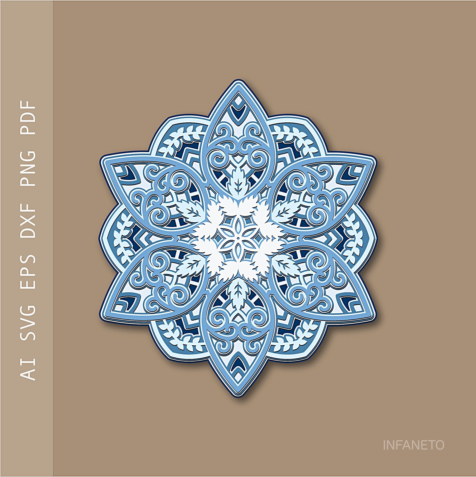 Snowflake SVG Mandala Svg Multilayer Cutting File Layered - Etsy