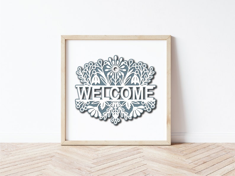 Welcome Sign SVG Layered Cut File Floral Svg Cricut Project - Etsy