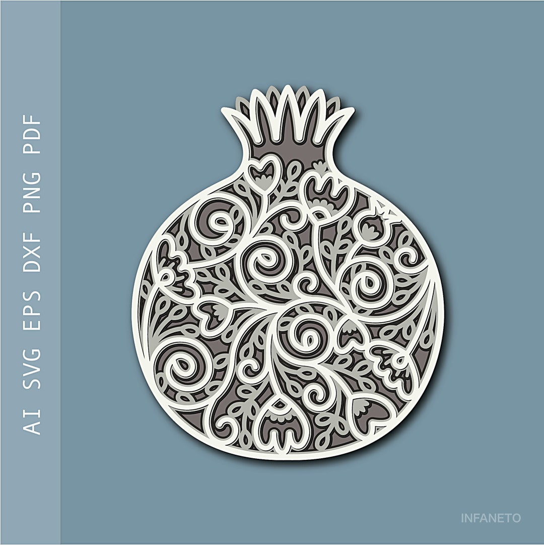 Pomegranate SVG, Layered Svg Files for Cricut, Silhouette Image, Paper ...