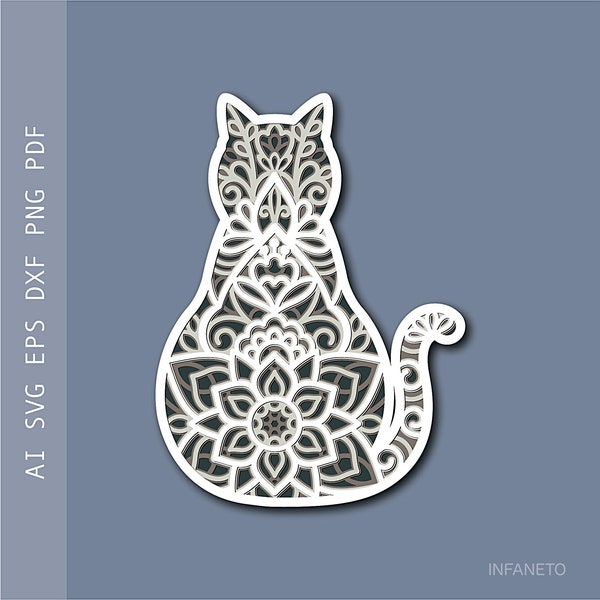 Layered Cat Svg - Etsy