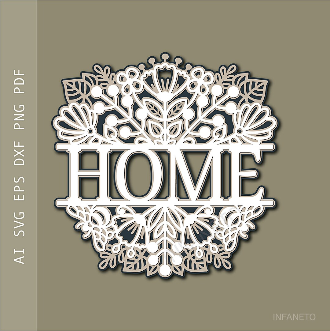 3D Home SVG Layered Cut Files Cricut Project Home Sign Svg Floral Svg ...