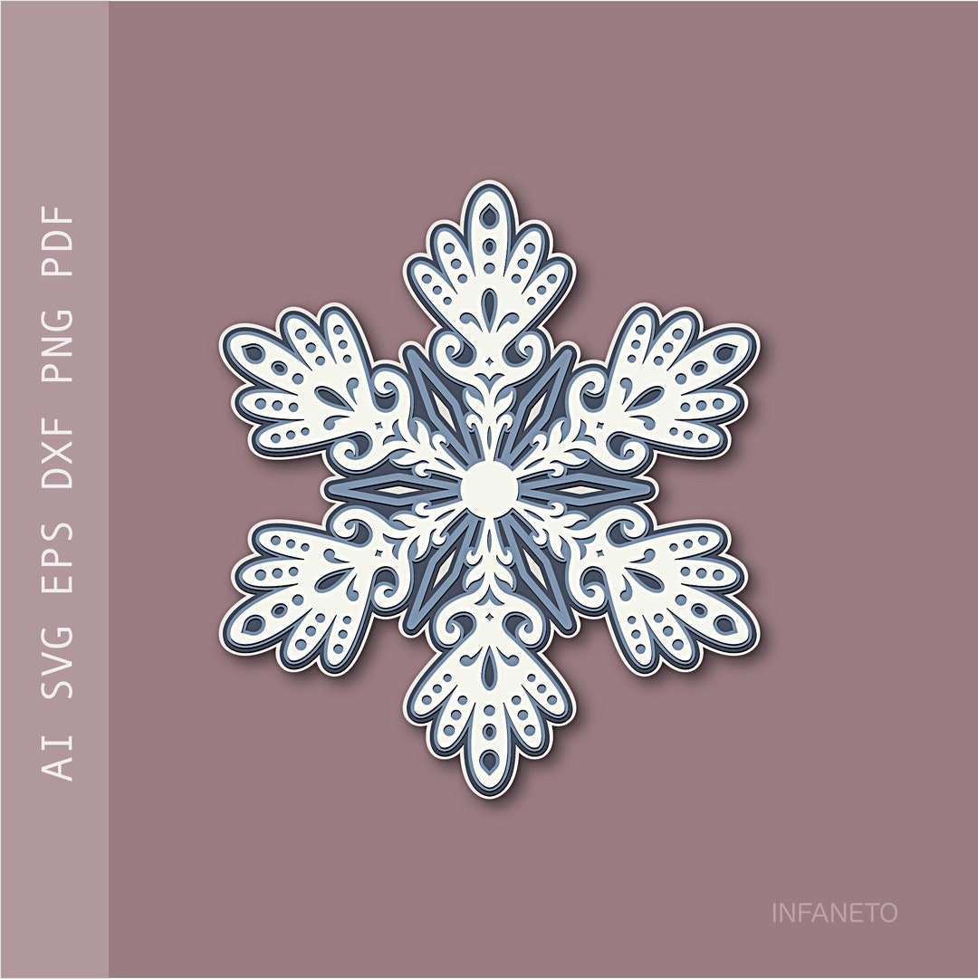Multilayer Snowflake SVG, Cutting File, Christmas Decor Svg, 3D Layered ...