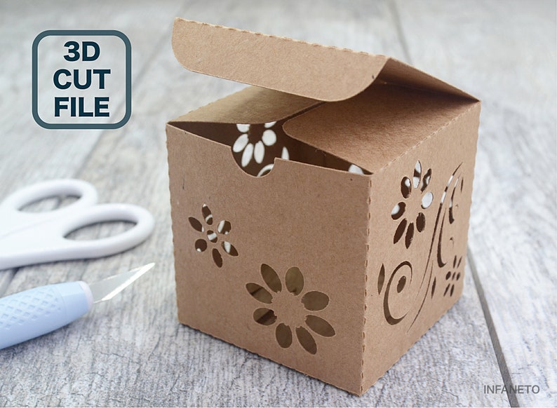 Gift Box Pattern Cut Files for Cricut Floral Gift Box - Etsy