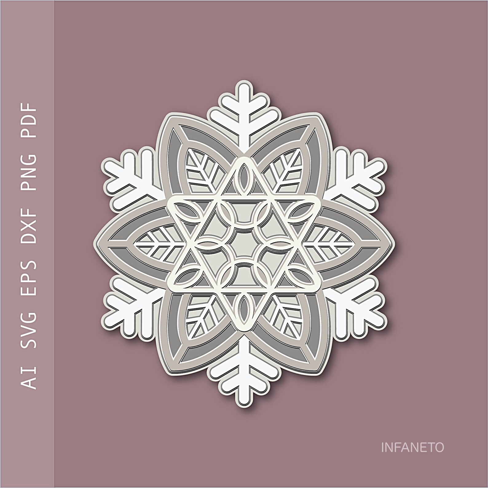 Snowflake SVG Layer Svg Mandala Svg Laser Cut File 3D | Etsy