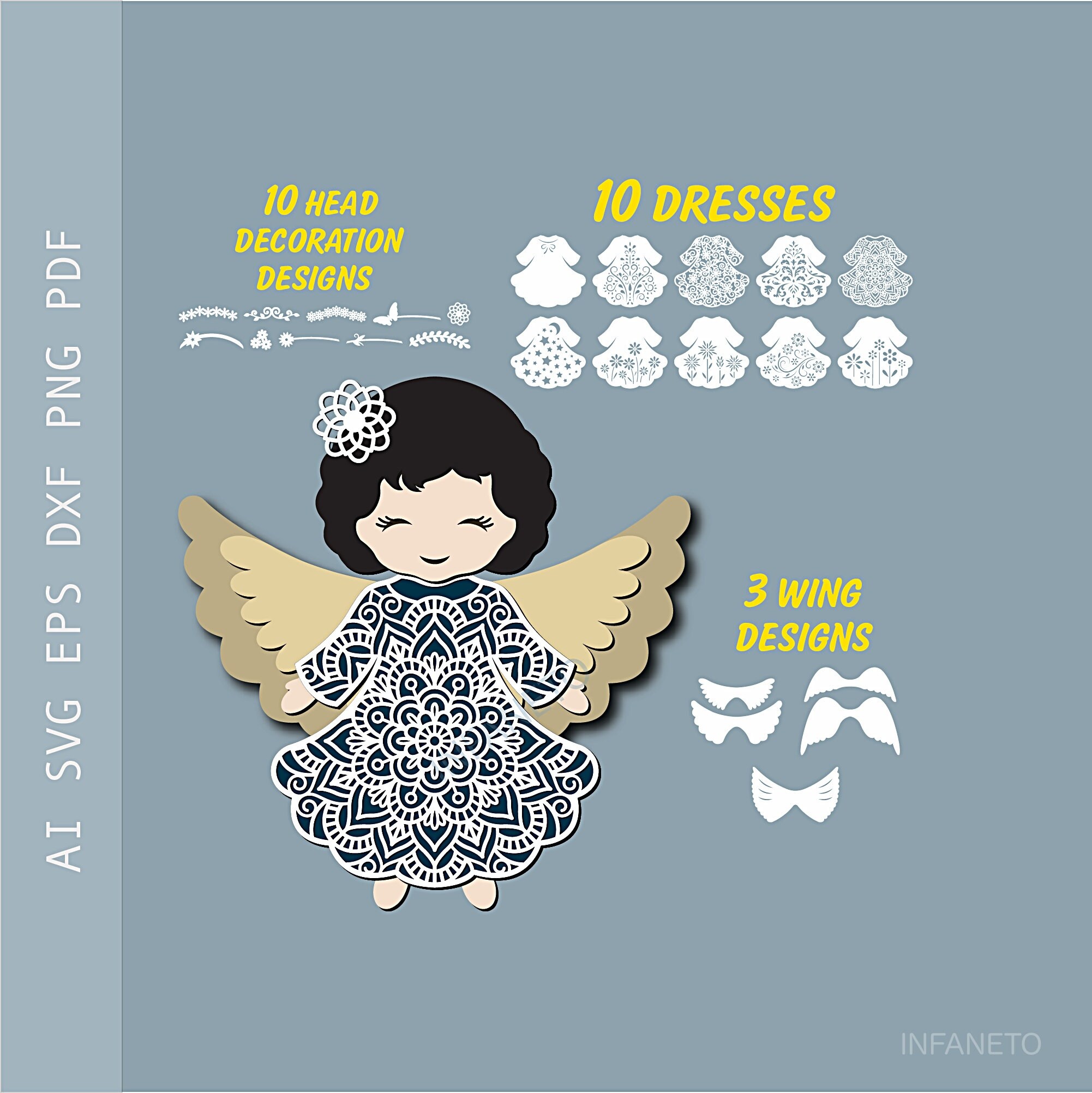 Angel SVG Paper Cut Layered Cut File Cricut Svg Kids Nursery | Etsy