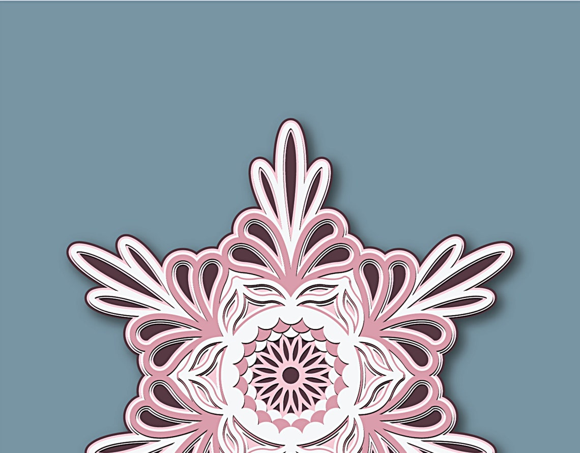Snowflake SVG Mandala svg Layered Cut File 3D Model SVG | Etsy