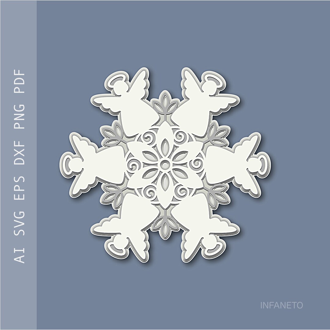 Angel Snowflake SVG, Multilayered Svg, Mandala Svg, Cricut Projects ...