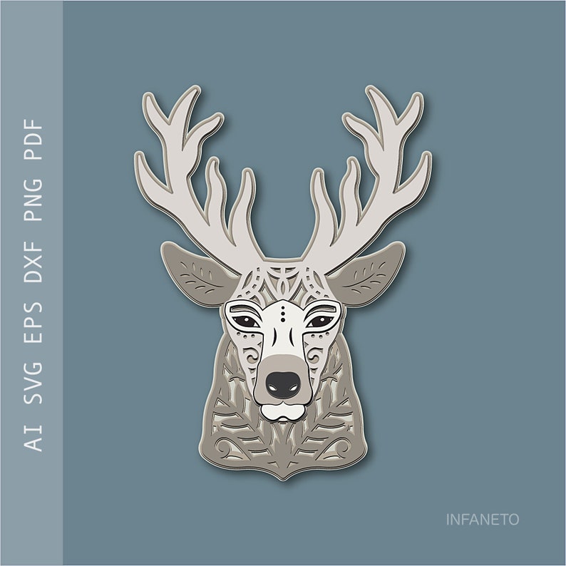 Deer SVG Layered File Laser Svg 3D Model Cricut Cutting - Etsy