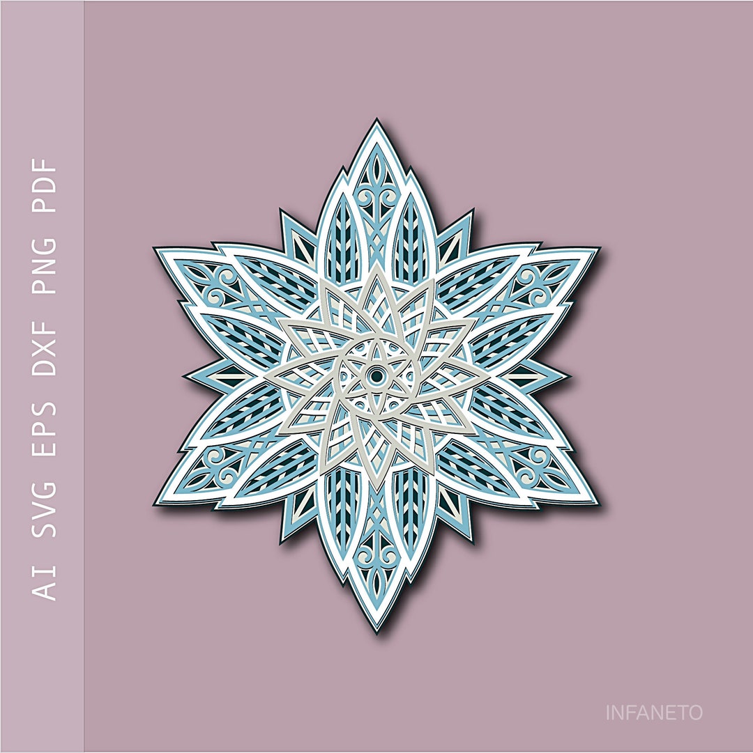 Snowflake SVG Multilayer Svg Laser Cut File Layer Svg 3D Model SVG File ...