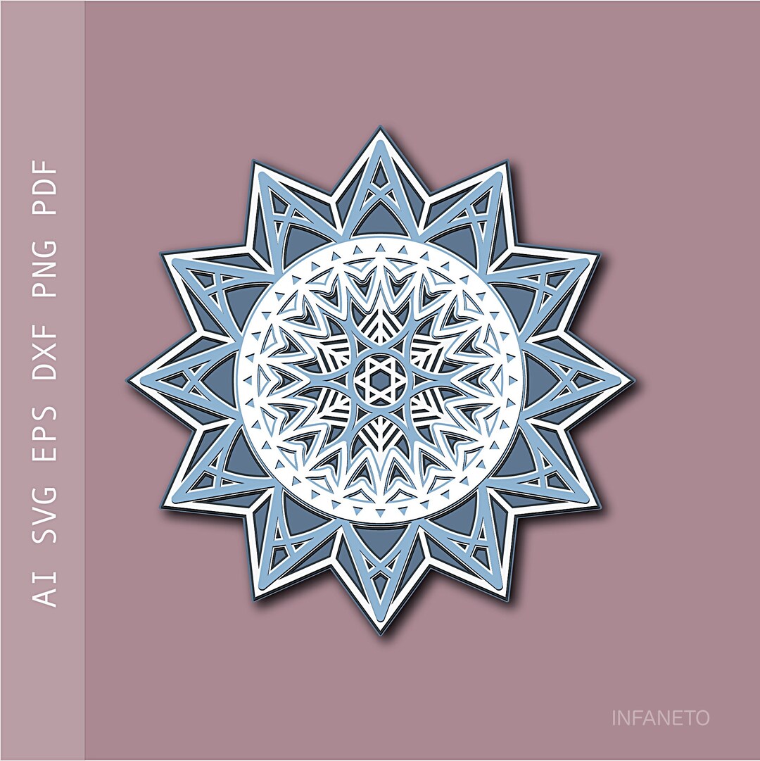 3D Vector File, Snowflake Layer Svg, Paper Laser Cut File, Christmas ...