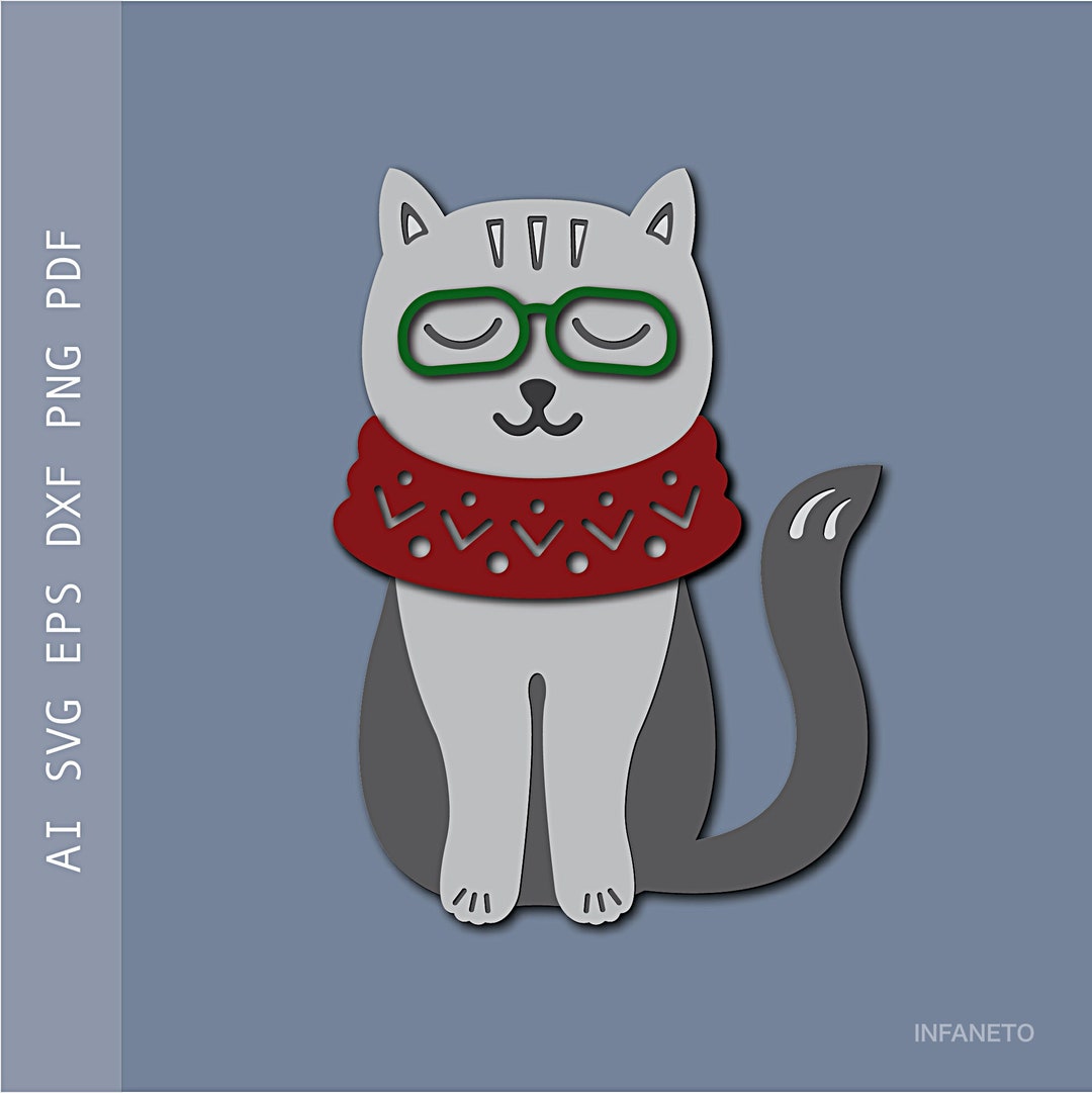 Christmas Cat SVG: Layered Paper Cut File, Cricut DIY (digital Download ...