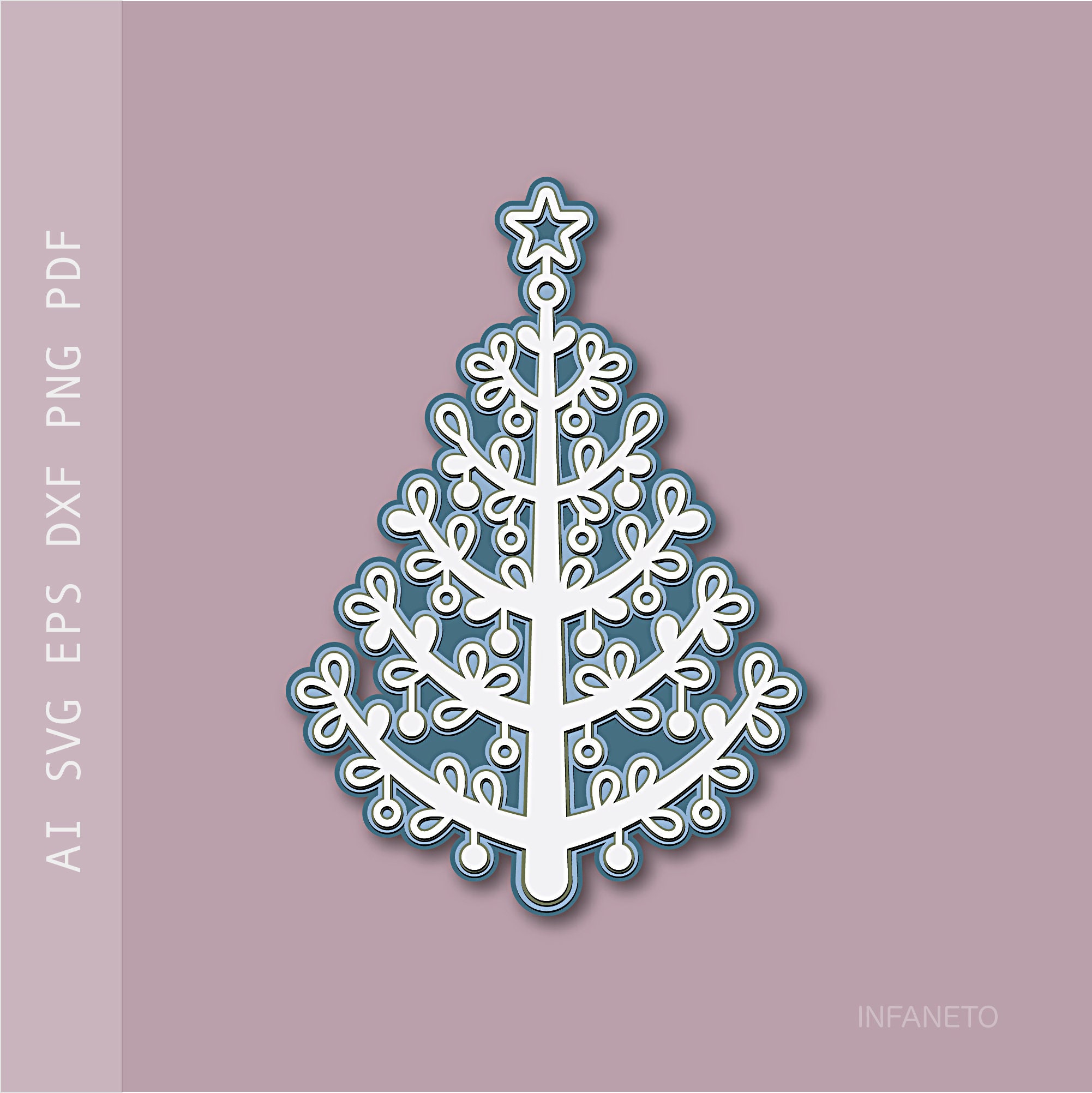 3D Christmas Tree SVG: Layered Cut File, Holiday Decor (digital ...