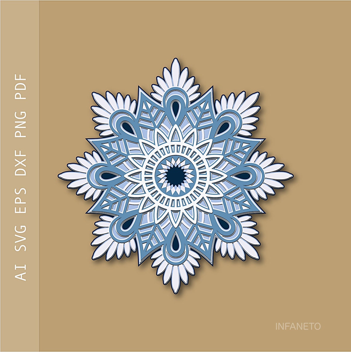 Snowflake SVG Layered Svg Mandala Svg Laser Cut File 3D - Etsy
