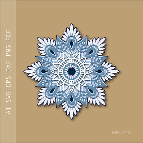 Snowflake SVG Layer Svg Mandala Svg Laser Cut File 3D - Etsy