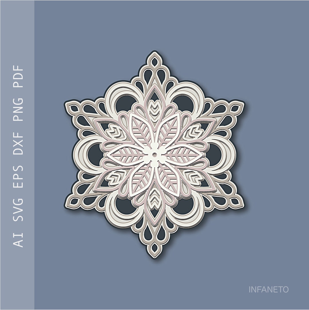 Snowflake SVG, Layer Svg, Multilayer Cut File, Christmas Decor, 3D File ...