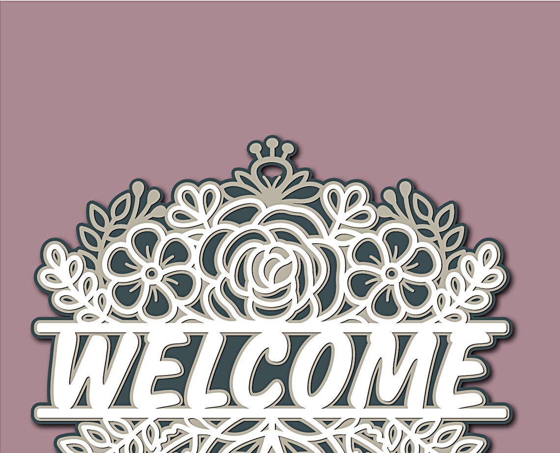 Welcome Sign SVG Multilayer Cut Files Floral Svg Cricut File - Etsy