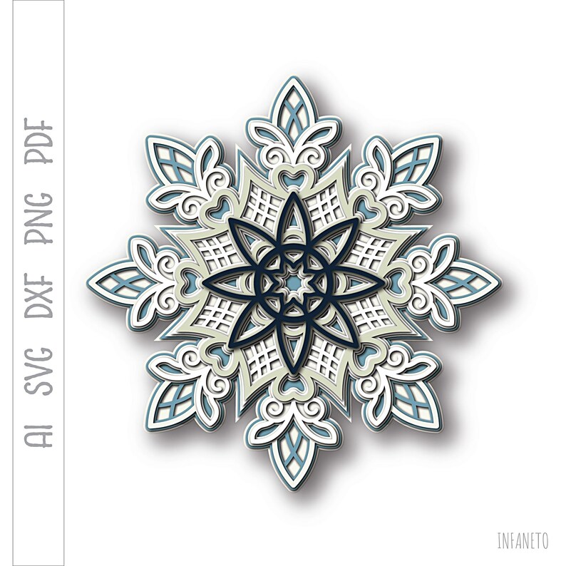 Layered Snowflake SVG: 3D Laser Cut File for Cricut, Glowforge (digital ...