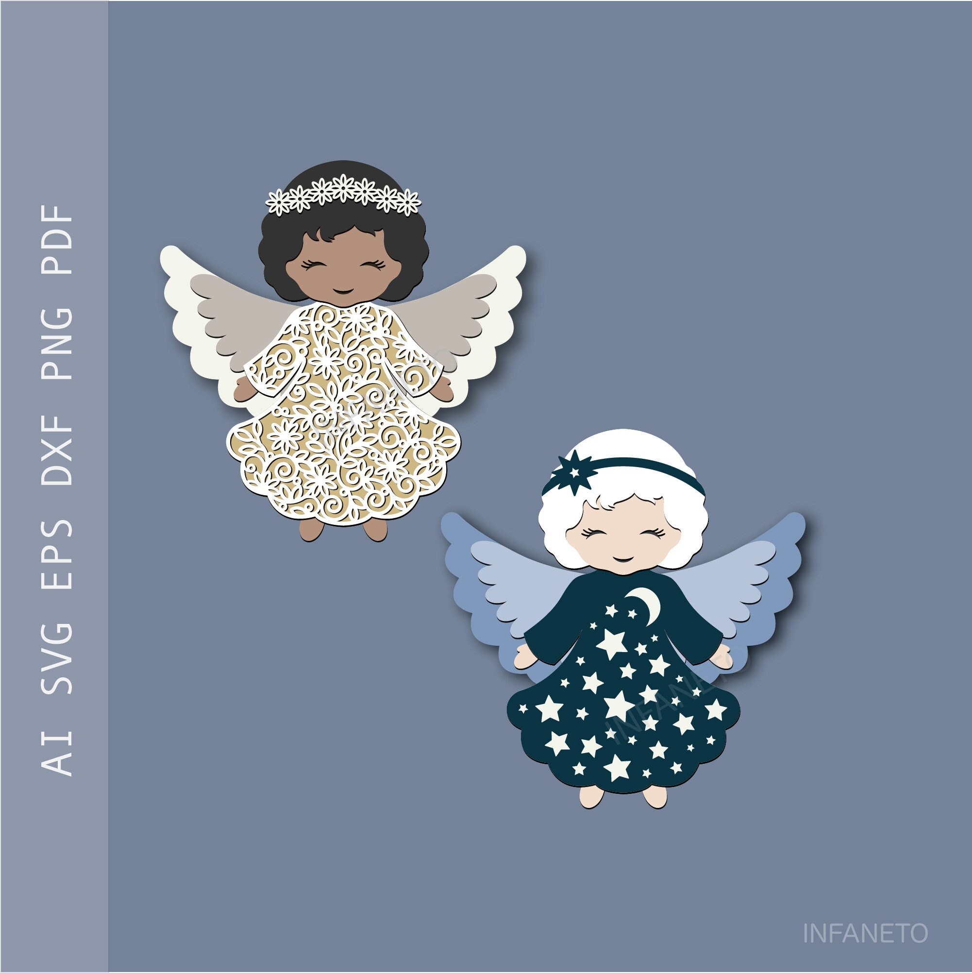 Angel SVG Multilayer Svg Paper Cut Files Layered SVG Girl - Etsy
