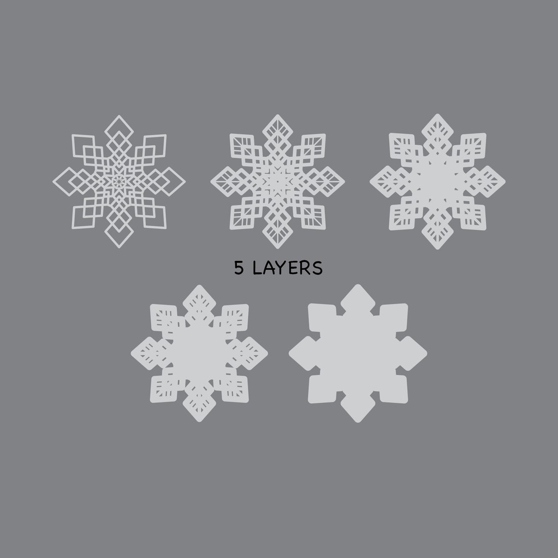 Holiday SVG File 3D Multilayer Template Snowflake SVG Cut - Etsy
