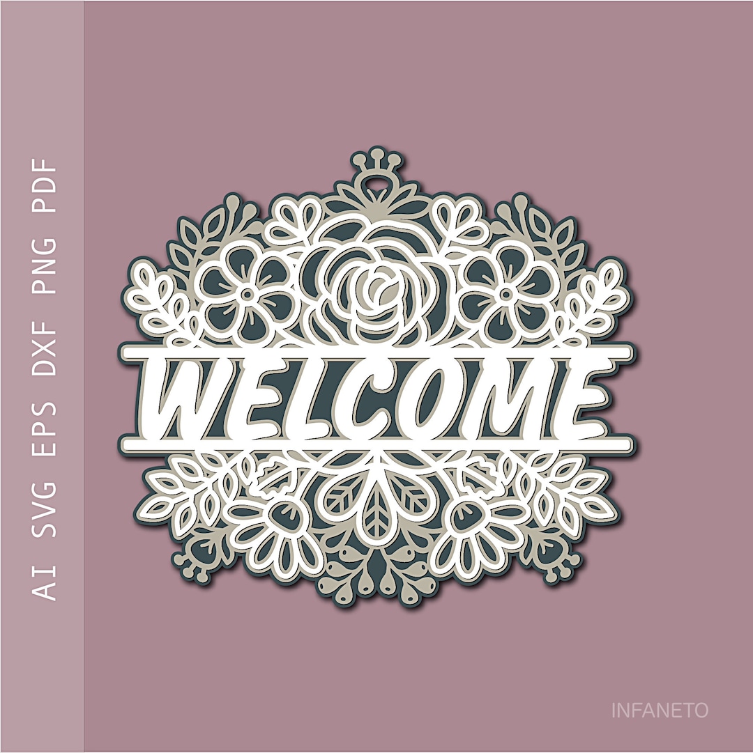 Floral Welcome Sign SVG: 3D Layered Cut File - Etsy