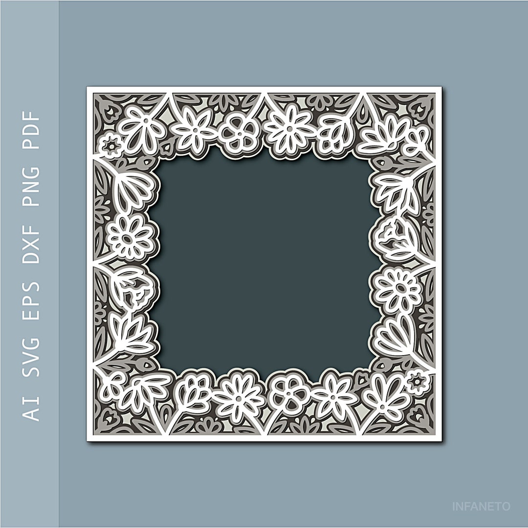 Layered Photo Frame SVG, Floral SVG for Cricut, Flower Cut File ...
