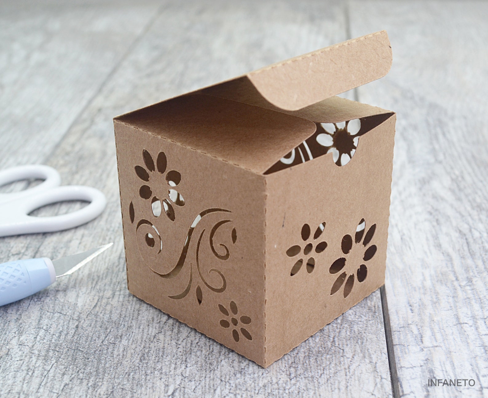 Gift Box Pattern Cut Files for Cricut Floral Gift Box - Etsy