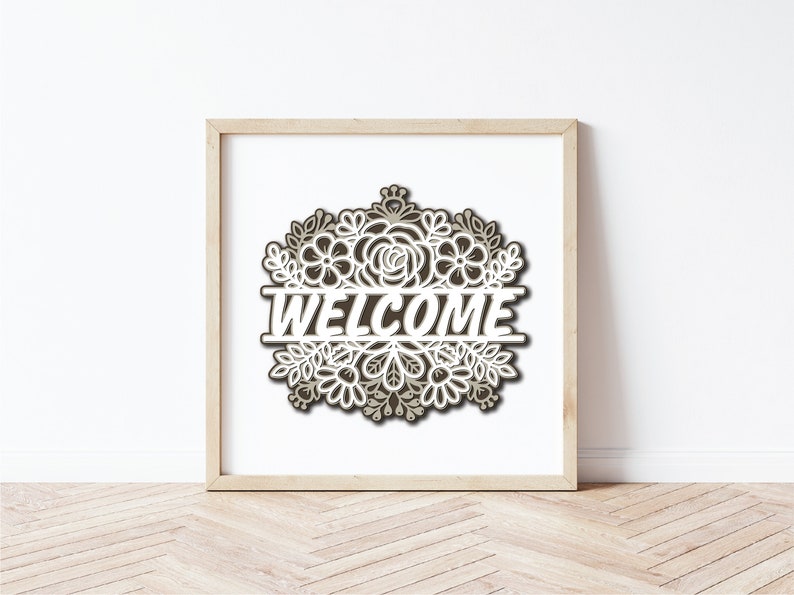 Welcome Sign SVG Multilayer Cut Files Floral Svg Cricut File - Etsy