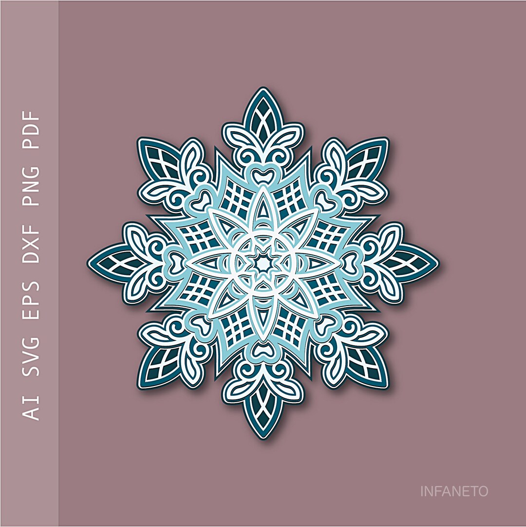 Snowflake SVG, Multilayer Laser Cut File, Layered Svg, 3D Model, SVG ...