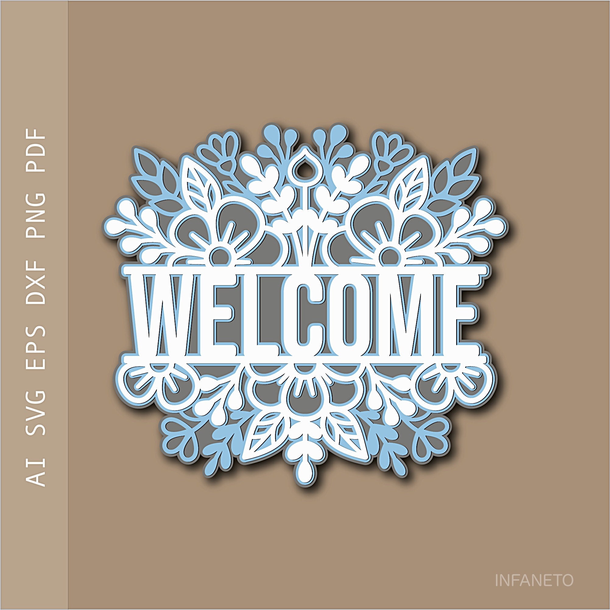 Welcome Sign SVG Layered Cut Files Flower Svg Cricut File Svg - Etsy