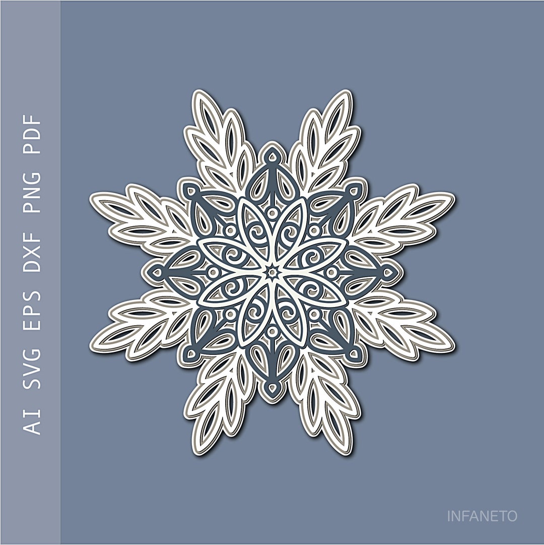 3D SVG File, Snowflake Layer Svg, Laser Cut File, Cricut Silhouette ...