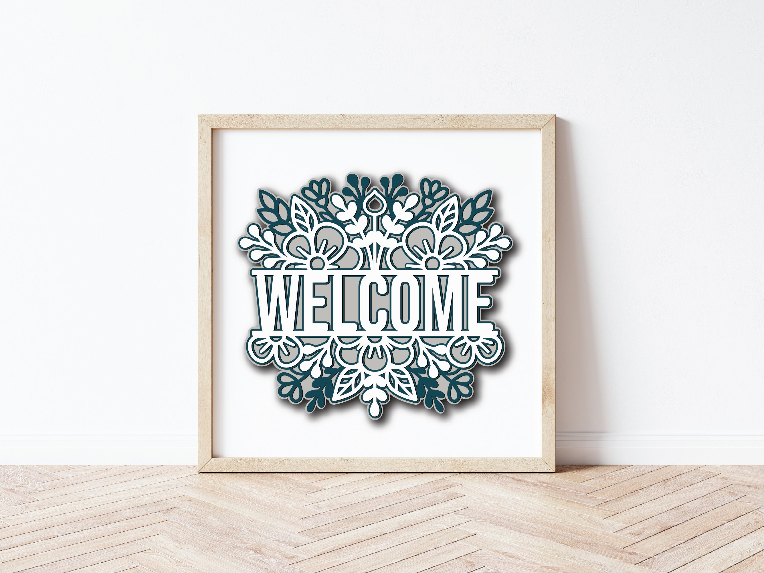 Welcome Sign SVG Layered Cut Files Flower Svg Cricut File Svg - Etsy