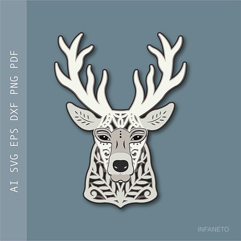 Deer SVG Layered File Laser Svg 3D Model Cricut Cutting - Etsy