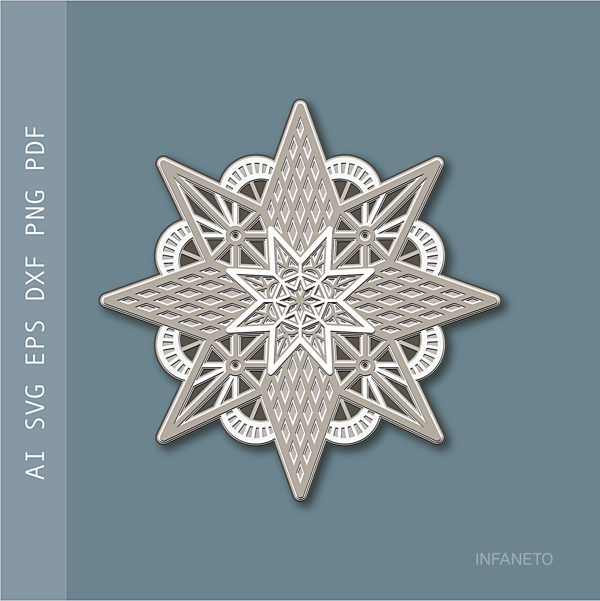Snowflake SVG Layer Svg Mandala Svg Laser Cut File 3D - Etsy