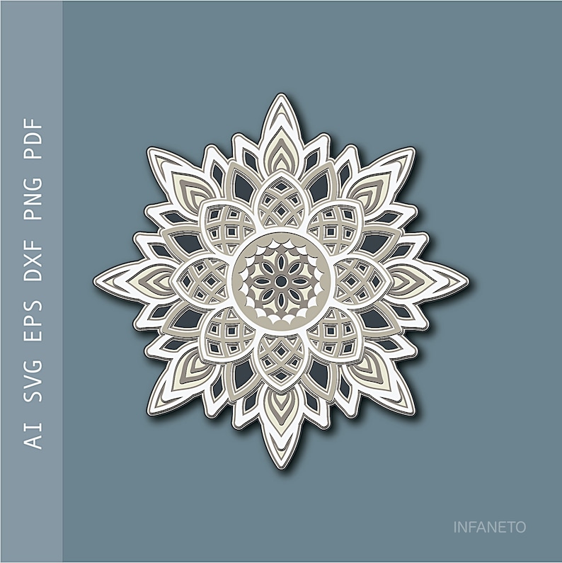 Snowflake SVG Cut File Multilayer Christmas Svg Mandala Svg 3D - Etsy