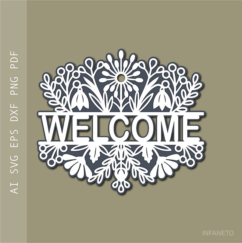 Welcome Sign SVG Layered Cut File Floral Svg Cricut Project - Etsy