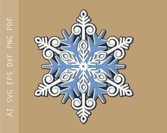 Snowflake SVG Multilayer Laser Cut File Layered Svg 3D | Etsy