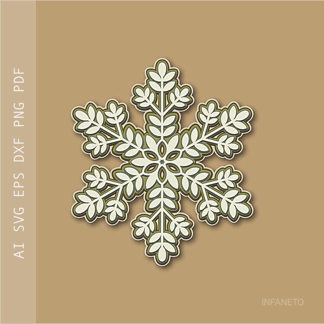 3D Vector File, Snowflake Layer Svg, Christmas Svg Laser, Paper Cut ...