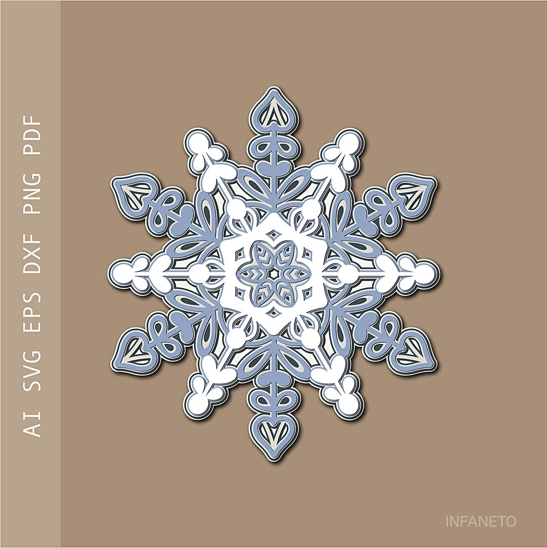 Snowflake SVG, Multilayer Cutting File, 3D Layered File for Cricut ...