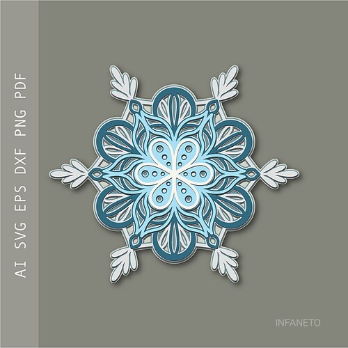 Multilayer Snowflake SVG Mandala Svg Laser Cut File 3D - Etsy