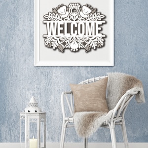 3D Welcome Sign SVG Layered Cut Files Floral Svg Cricut File Svg Laser ...
