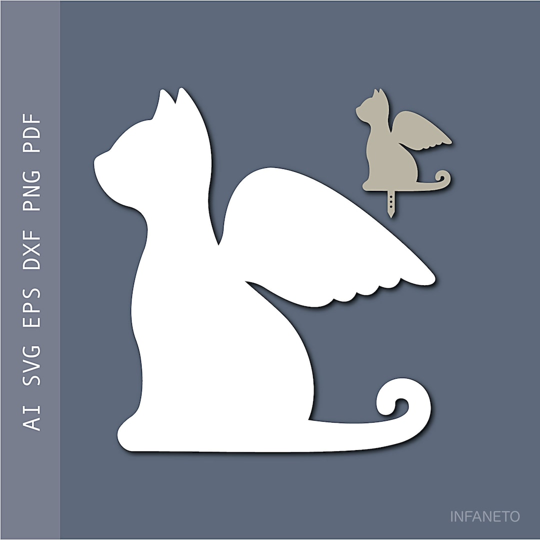 Angel Cat SVG: Pet Memorial Yard Decor, Laser Cut File (digital ...